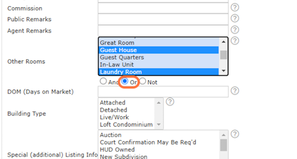 "And" "Or" "Not" Radio Button Selections in Matrix