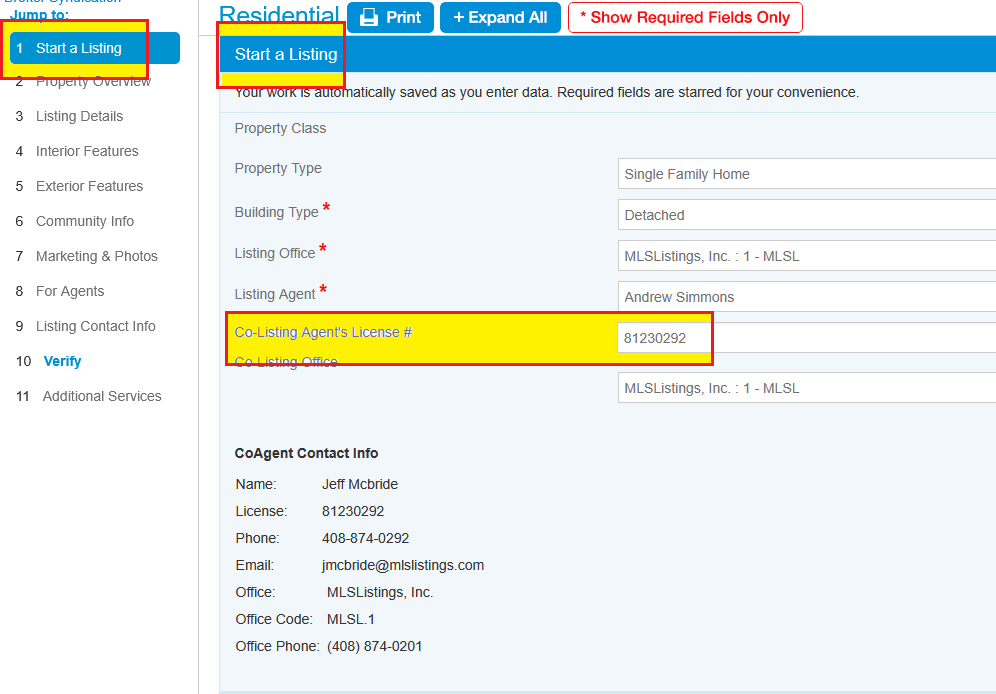 Adding a Co-Listing Agent